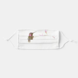 Hummingbird and single flower adult cloth face mask | Zazzle