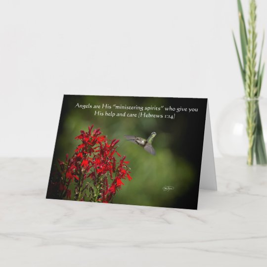 Hummingbird Angels Greeting Card with Bible Verse | Zazzle.com