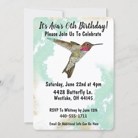 Hummingbird Ayre Party Invitation | Zazzle.com