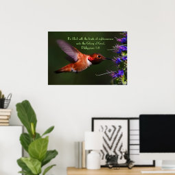 Hummingbird bible verse Philippians 1:11 Poster | Zazzle