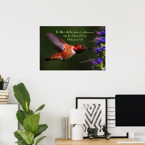 Hummingbird bible verse Philippians 1:11 Poster | Zazzle