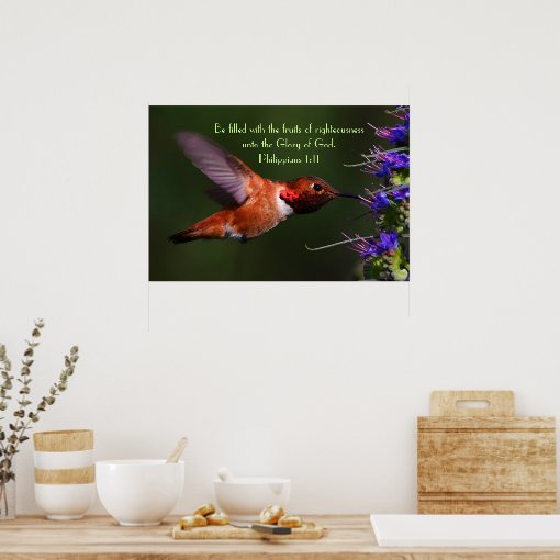 Hummingbird bible verse Philippians 1:11 Poster | Zazzle