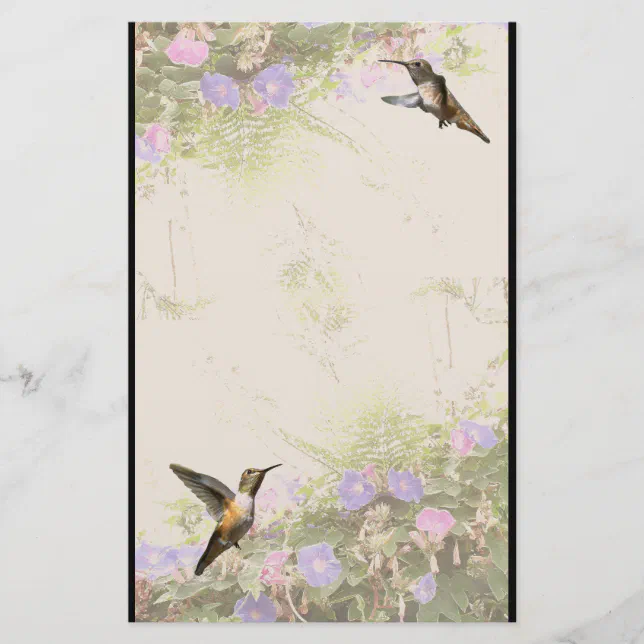 Hummingbird Bird Animal Wildlife Floral Stationery | Zazzle