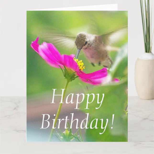 Hummingbird Bird Floral Birthday Big Greeting Card | Zazzle