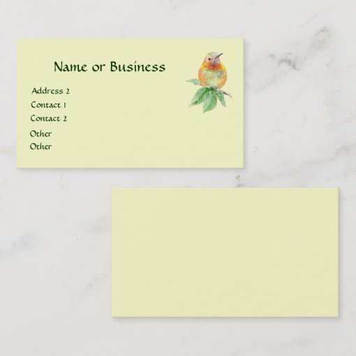 Hummingbird, Bird, Nature, Wildlife, Business Card | Zazzle