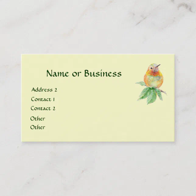 Hummingbird, Bird, Nature, Wildlife, Business Card | Zazzle