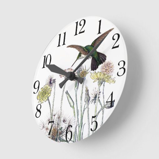 Hummingbird Bird Wildlife Animal Flower Wall Clock | Zazzle