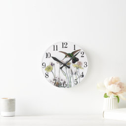 Hummingbird Bird Wildlife Animal Flower Wall Clock | Zazzle