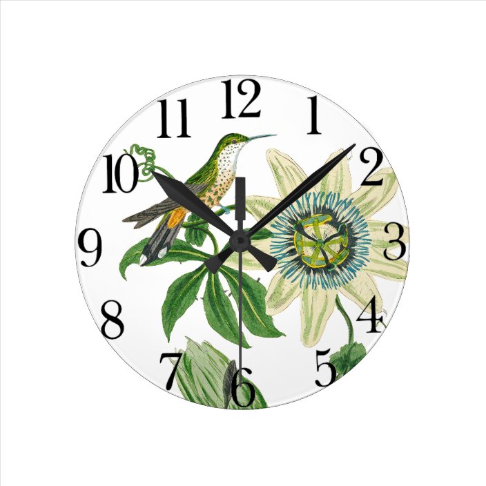 Hummingbird Bird Wildlife Animal Flower Wall Clock | Zazzle.com