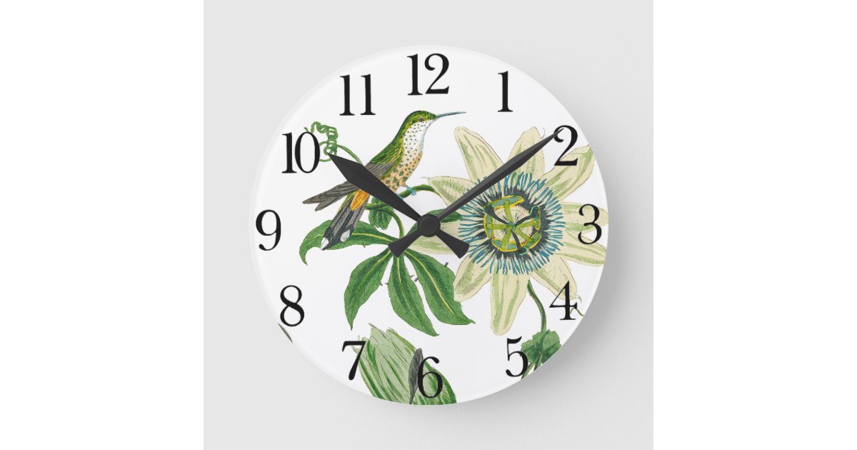 Hummingbird Bird Wildlife Animal Flower Wall Clock | Zazzle