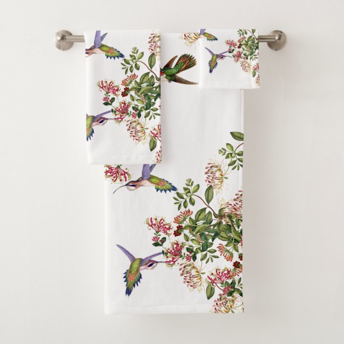 Hummingbird Birds Animals Flowers Bath Towel Set | Zazzle.com