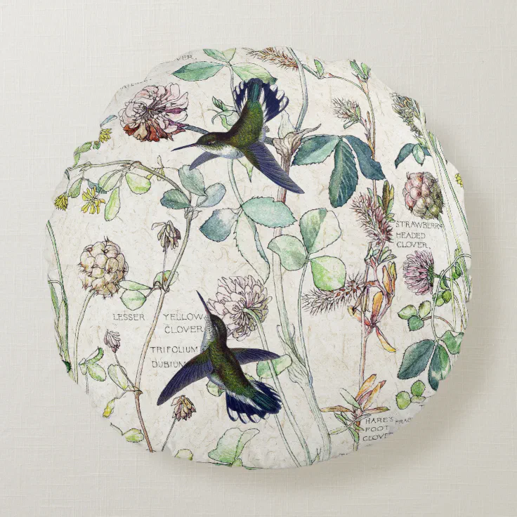 Hummingbird Birds Clover Flowers Throw Pillow | Zazzle