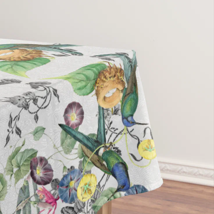 Hummingbird Birds Flower Garden Tablecloth | Zazzle
