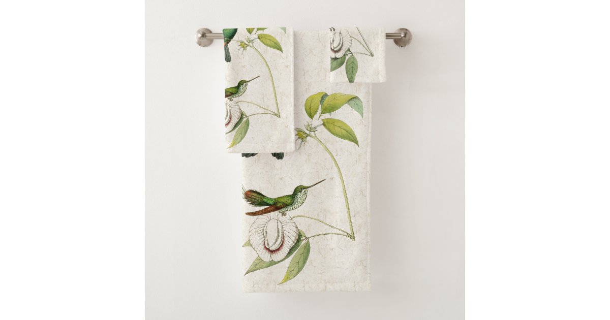 Hummingbird Birds Flowers Animals Bath Towel Set | Zazzle