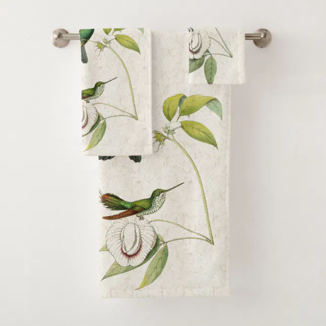 Hummingbird Birds Flowers Animals Bath Towel Set | Zazzle