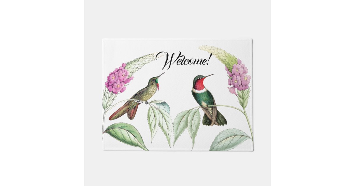 Hummingbird Birds Flowers Wildlife Welcome Doormat | Zazzle