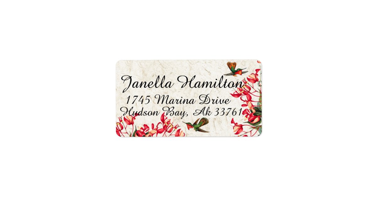 Hummingbird Birds Orchid Flowers Address Labels | Zazzle