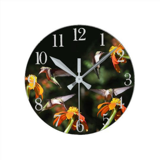 Hummingbird Birds Sunflower Flower Wall Clock | Zazzle.com