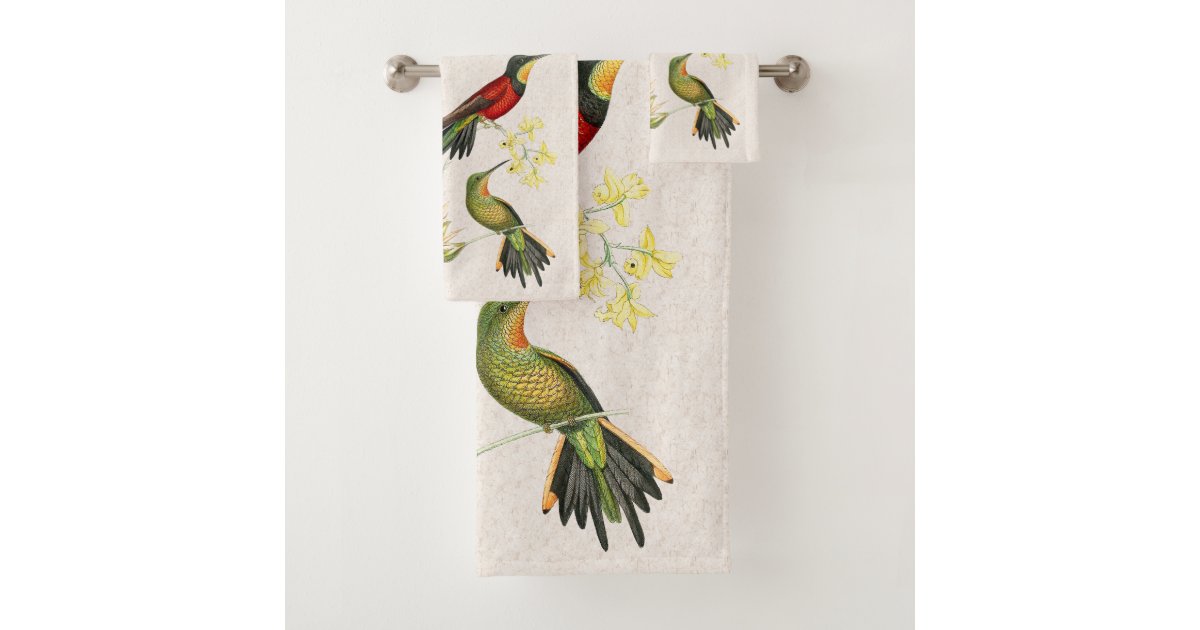 Hummingbird Birds Wildlife Floral Bath Towel Set | Zazzle