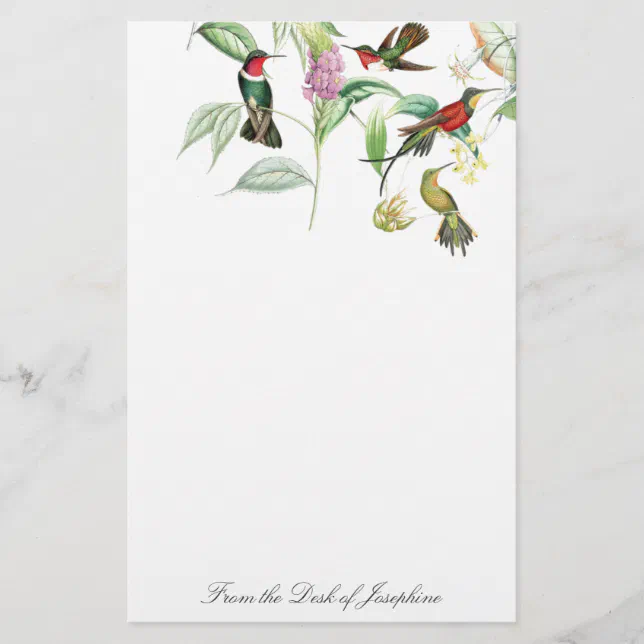 Hummingbird Birds Wildlife Floral Stationery | Zazzle