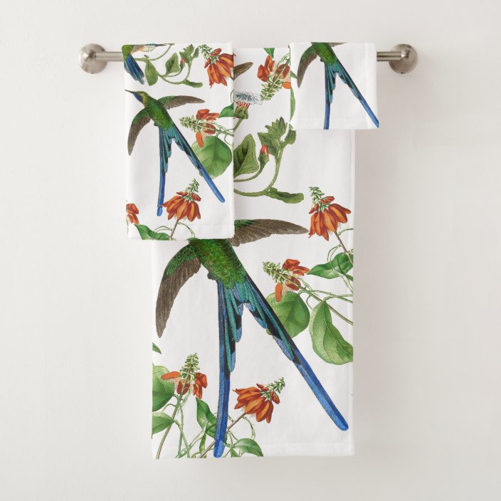 Hummingbird Birds Wildlife Flowers Bath Towel Set | Zazzle.com