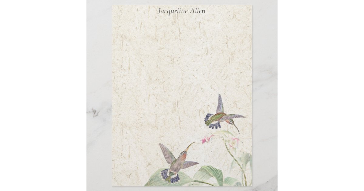 Hummingbird Birds Wildlife Flowers Letterhead | Zazzle