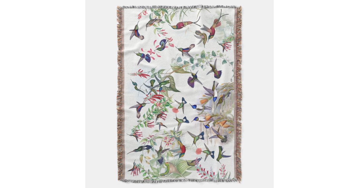 Hummingbird Birds Wildlife Flowers Throw Blanket | Zazzle.com