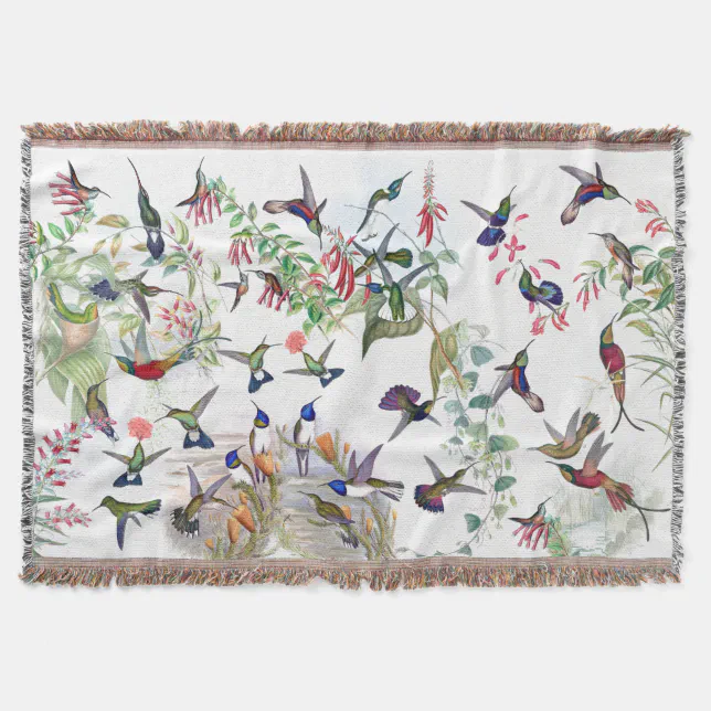 Hummingbird Birds Wildlife Flowers Throw Blanket | Zazzle