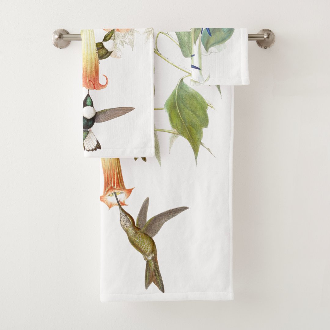Hummingbird Birds Wildlife Leaves Bath Towel Set | Zazzle