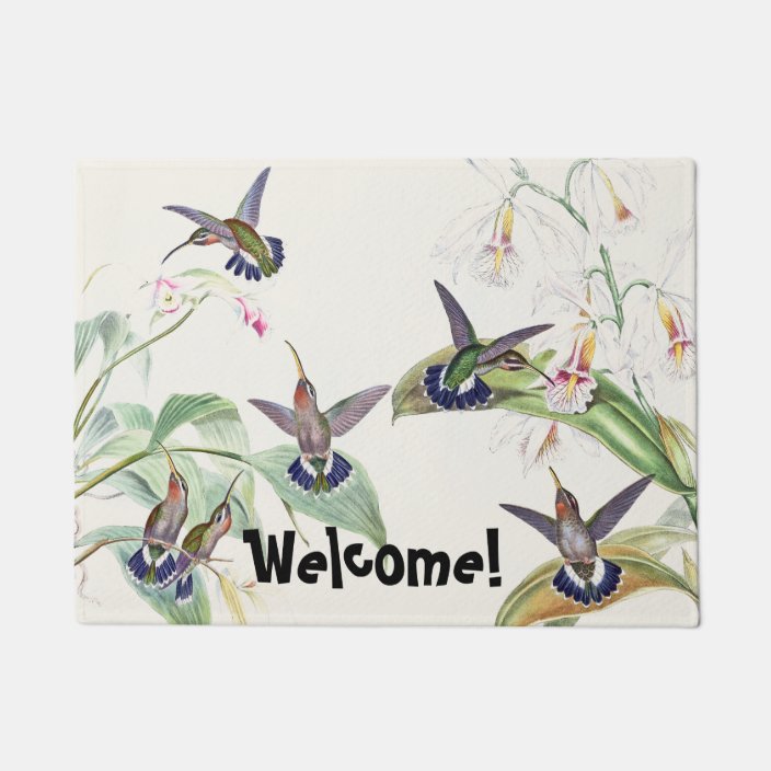 Hummingbird Birds Wildlife Orchid Flowers Doormat | Zazzle.com