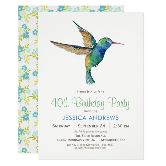 Hummingbird Birthday Party Invitation | Zazzle.com