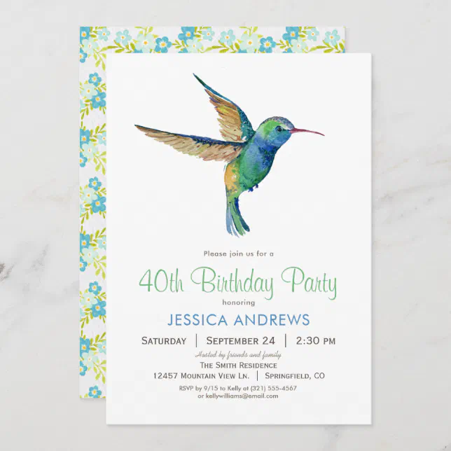 Hummingbird Birthday Party Invitation | Zazzle