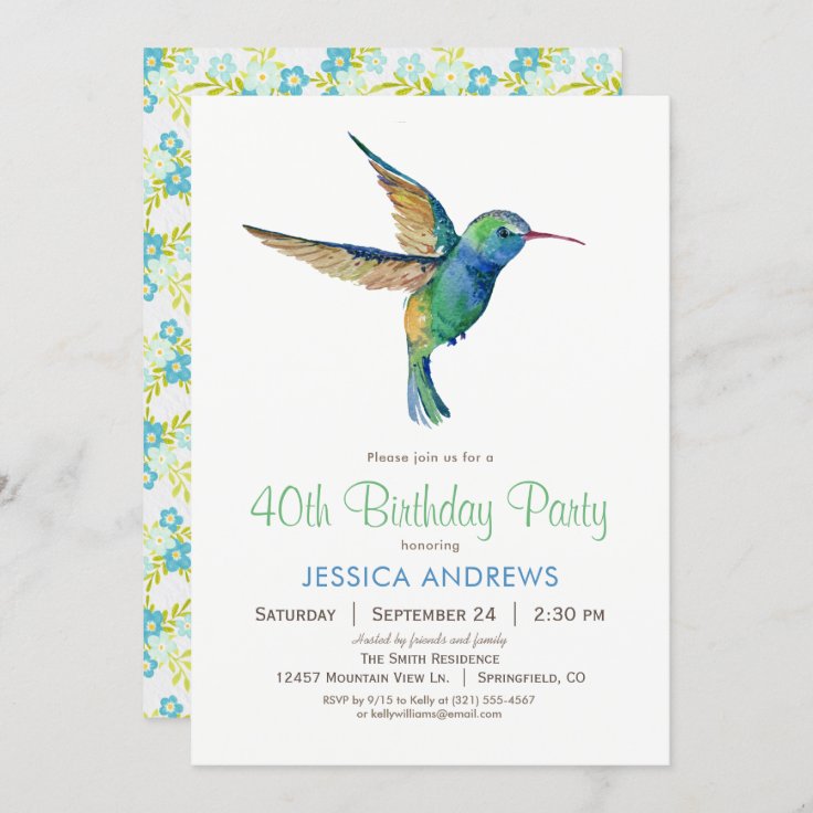 Hummingbird Birthday Party Invitation | Zazzle