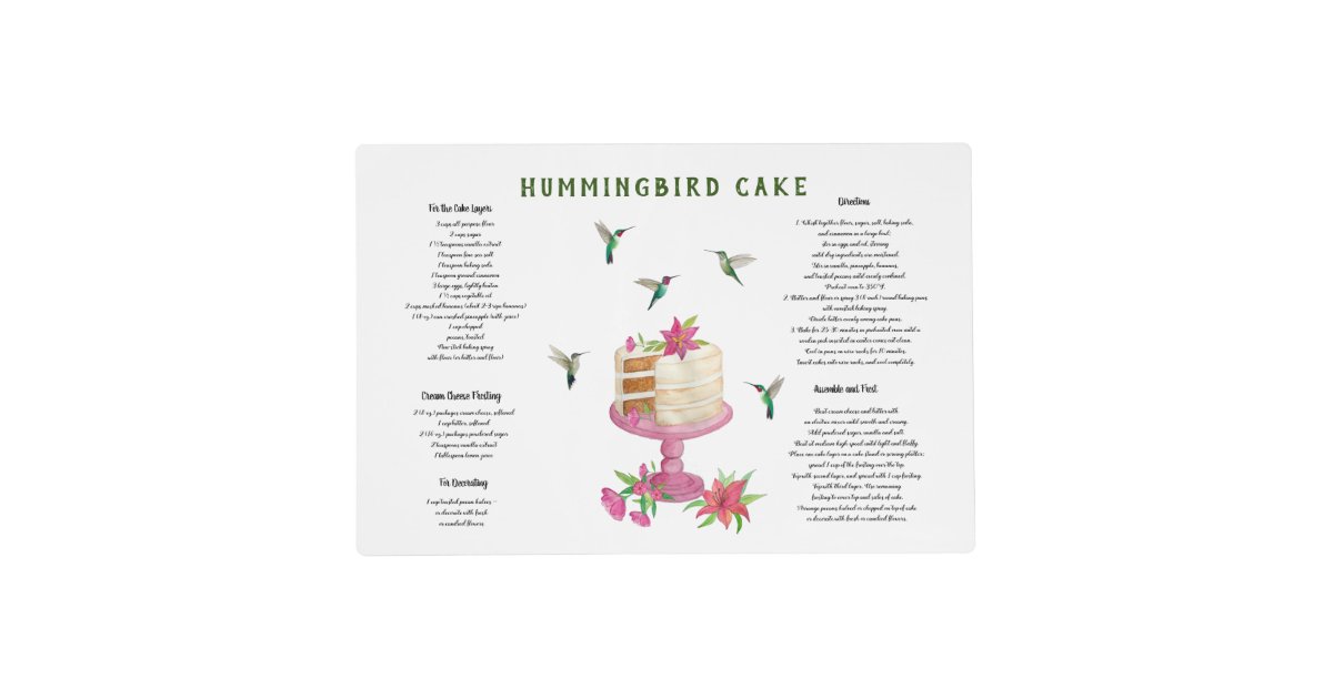 Hummingbird Cake Placemat | Zazzle