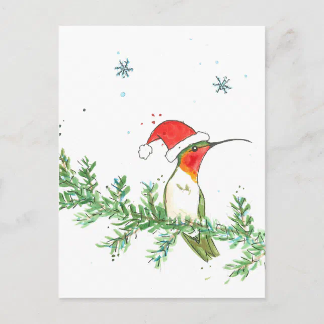 Hummingbird Christmas Holiday Postcard | Zazzle