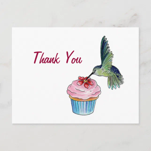 Hummingbird Cupcake Love Postcard | Zazzle
