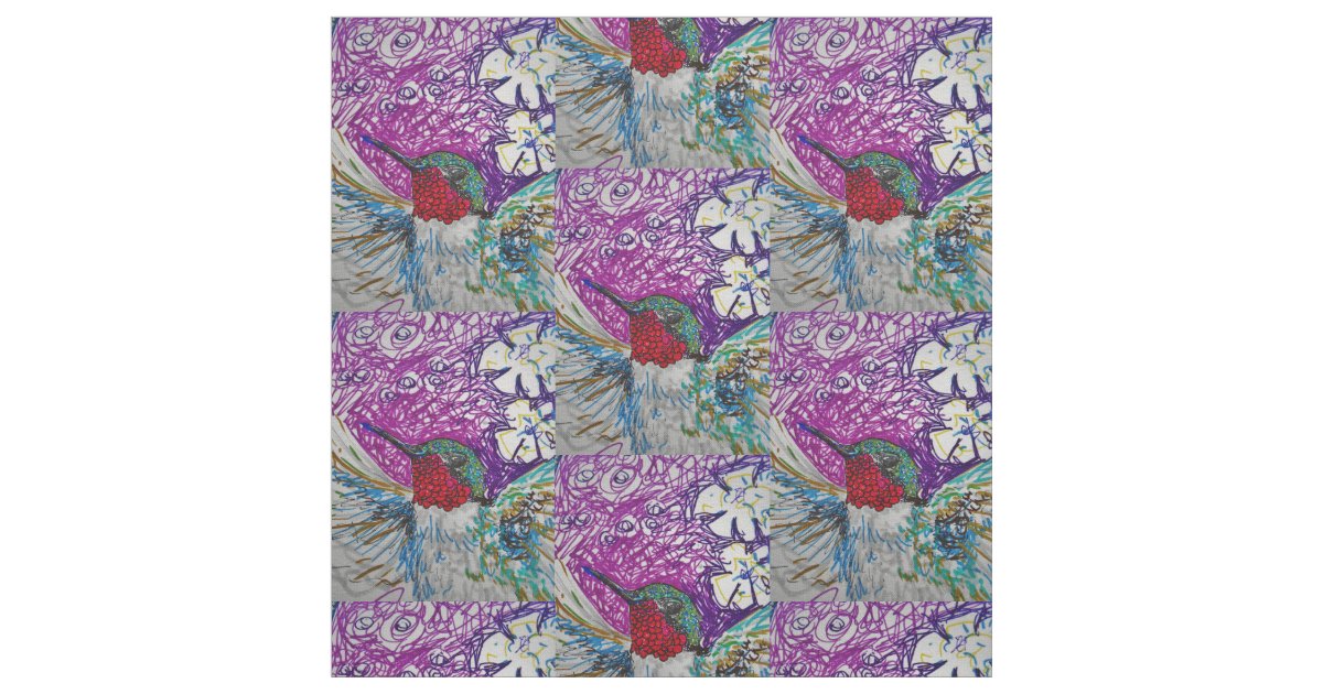 Hummingbird Fabric | Zazzle