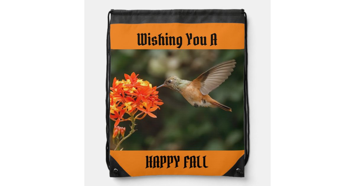 Hummingbird Fall Drawstring Backpack | Zazzle