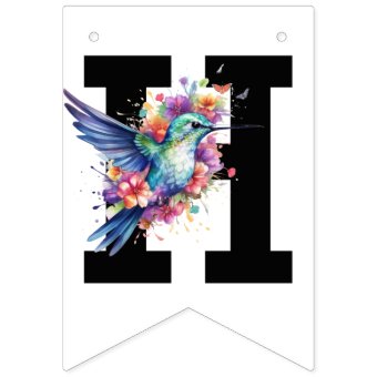 Hummingbird Floral Bouquet Birthday Party Bunting Flags | Zazzle