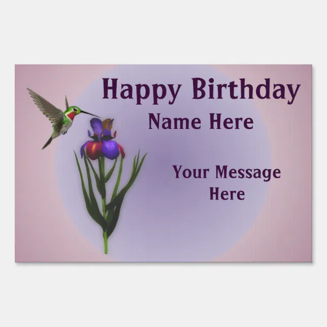 Hummingbird Flower Happy Birthday Yard Sign | Zazzle