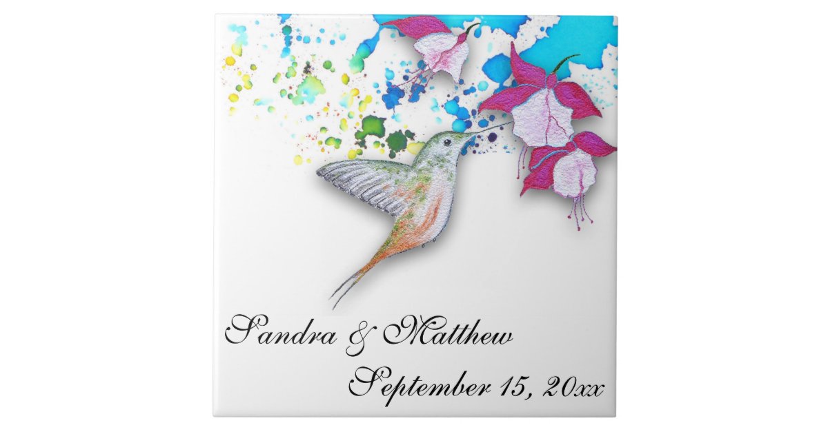 Hummingbird & Fuchsia Wedding Trivet/Coaster Ceramic Tile | Zazzle