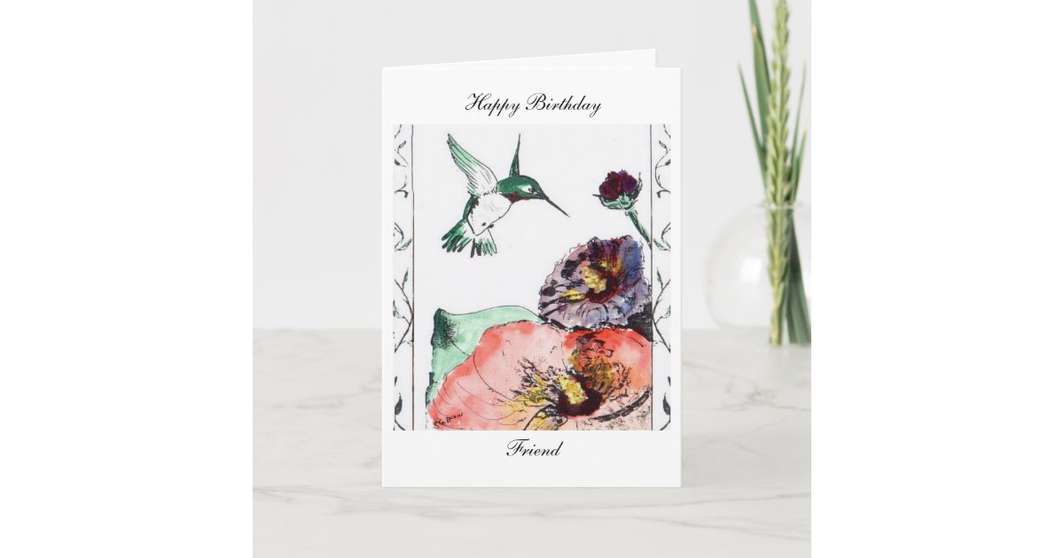 Hummingbird Happy Birthday Card | Zazzle.com