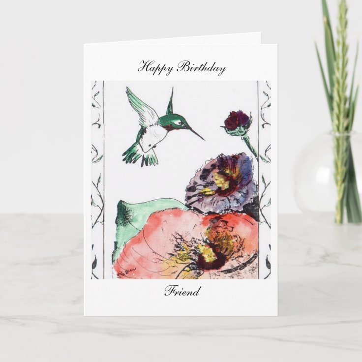 Hummingbird Happy Birthday Card | Zazzle