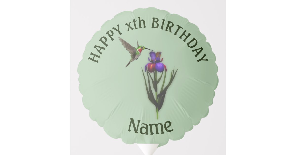 Hummingbird Happy Birthday Personalized Balloon | Zazzle