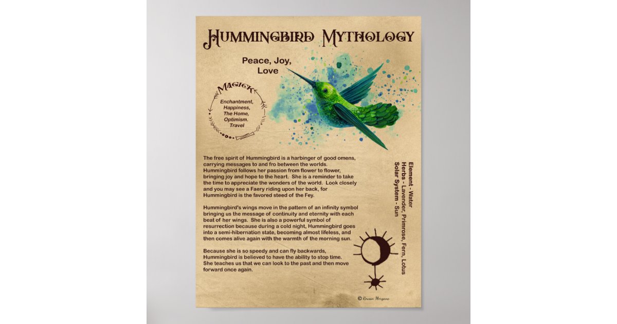 HUMMINGBIRD MYTHOLOGY POSTER | Zazzle