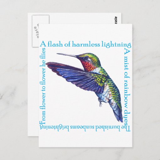 Hummingbird Poem Postcard | Zazzle