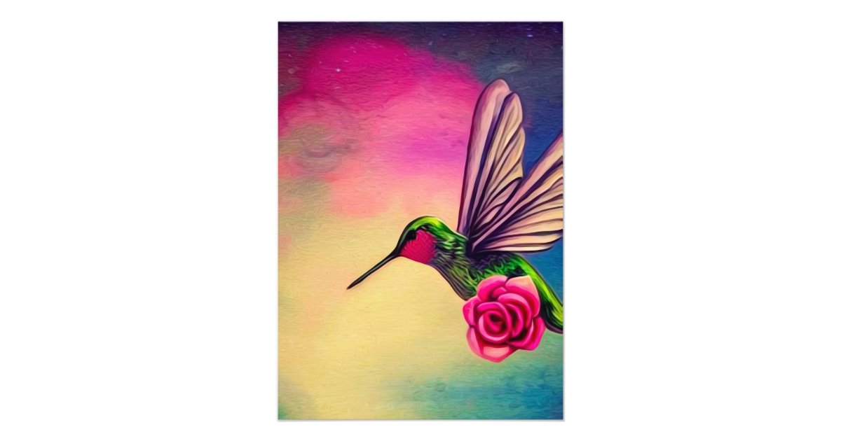 Hummingbird & Rose Photo Print | Zazzle