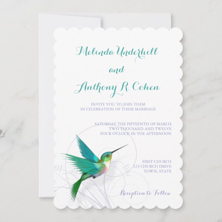 Hummingbird Swirl 5x7 Wedding Invitation | Zazzle