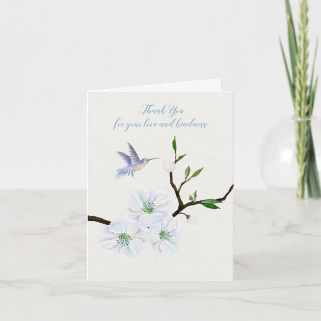 Hummingbird Sympathy Thank You Note card | Zazzle