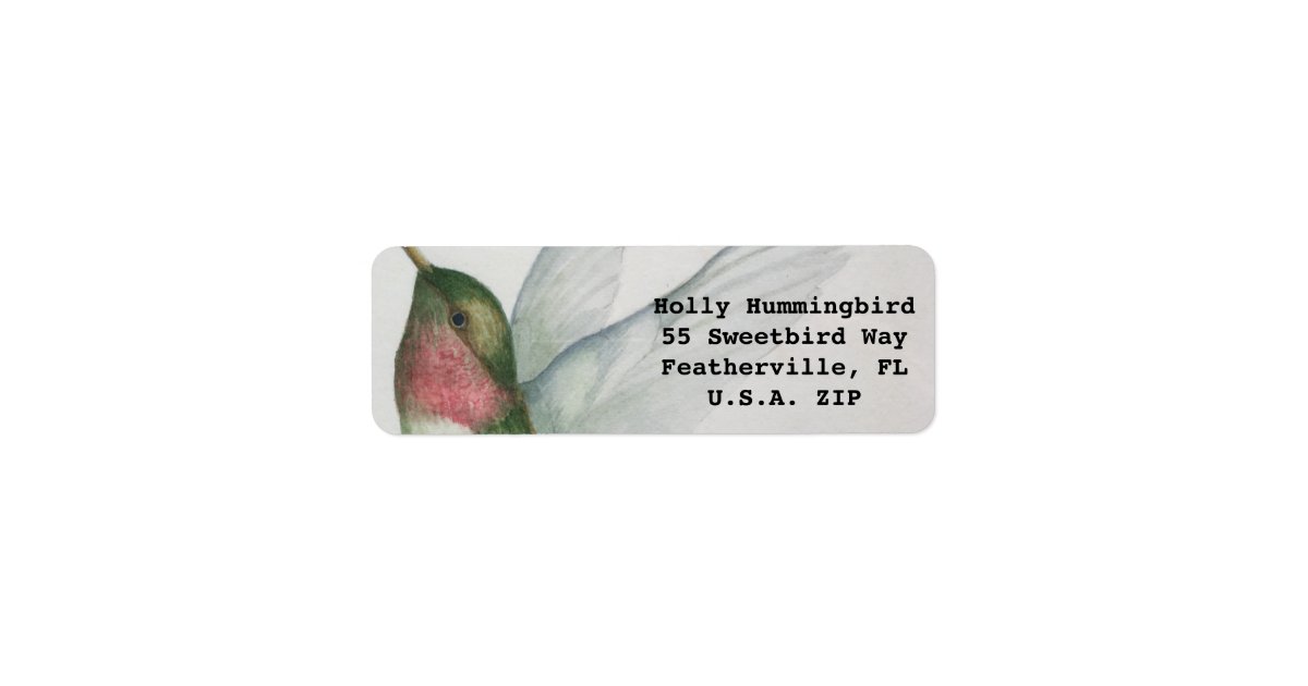 Hummingbird Watercolor Elegant Wings Label | Zazzle